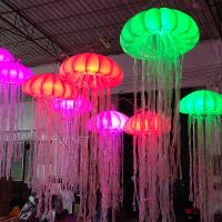 China Custom Color Changing LED Hanging Inflatable Jellyfish Balloon 1m Dia 2.5m H with Remote Control for sale