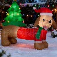 China Custom PVC Inflatable Santa Dog Cat Christmas Decoration 10ft 15ft with LED Lights for sale