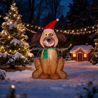 China Custom PVC Inflatable Santa Dog Cat Christmas Decoration 10ft 15ft with LED Lights for sale