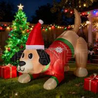 China Custom PVC Inflatable Santa Dog Cat Christmas Decoration 10ft 15ft with LED Lights for sale