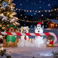 China Custom PVC Inflatable Santa Dog Cat Christmas Decoration 10ft 15ft with LED Lights for sale