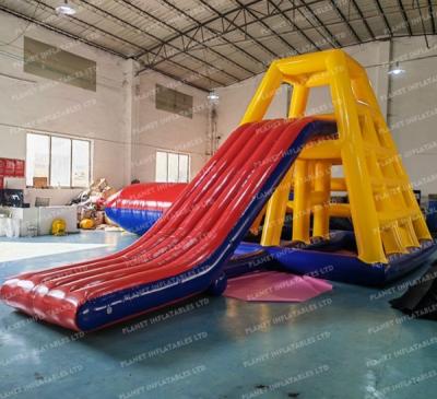 China Inflatable Water Tower Climbing Slide 8m x 4.5m x 5m H with 0.65mm PVC Tarpaulin for sale