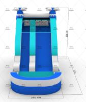 China Outdoor Kids Inflatable Blue Water Slide 6.3m with Dual Lane and Palm Tree Design for sale