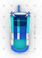 China Outdoor Kids Inflatable Blue Water Slide 6.3m with Dual Lane and Palm Tree Design for sale