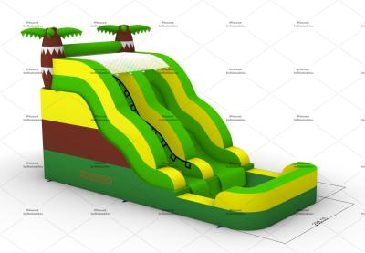 China Custom Kids Palm Tree Mini Inflatable Slip and Slide Water Slide 6.3m with Pool for Backyard Fun for sale