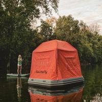 China EN71 ASTM Certified 2.5x2.5m Inflatable Floating Tent with Custom Logo Printing for Water Camping for sale
