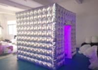 China Silver Oxford Inflatable Photo Booth 2.5x2.5x2.5m with LED Lighting - Custom Logo Printing Available for sale