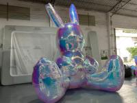 China Giant Iridescent Inflatable Bunny Sculpture 4.5m Reflective PVC Balloon for Events for sale