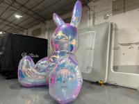 China Giant Iridescent Inflatable Bunny Sculpture 4.5m Reflective PVC Balloon for Events for sale