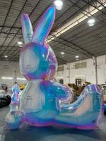 China Giant Iridescent Inflatable Bunny Sculpture 4.5m Reflective PVC Balloon for Events for sale