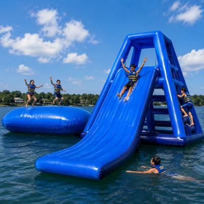 China Commercial Inflatable Water Tower Ladder Climbing Slide with Jumping Blob 8m x 4.5m x 5mH for sale