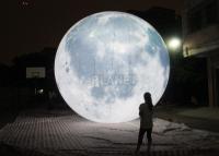 China Giant Inflatable Moon Decoration Balloon 5m Dia with LED Light for Events for sale
