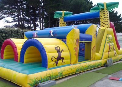China Jungle Theme Inflatable Obstacle Course 11x4.5x6m with 0.55mm PVC Material and CE/UL Certified Blower for sale