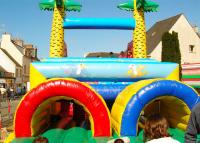 China Jungle Theme Inflatable Obstacle Course 11x4.5x6m with 0.55mm PVC Material and CE/UL Certified Blower for sale
