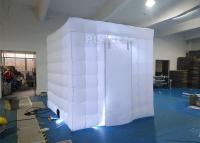 China 2.4x2.4x2.4m White Inflatable Party Cube Booth Tent with LED Lights and 2 Doors for sale