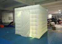 China 2.4x2.4x2.4m White Inflatable Party Cube Booth Tent with LED Lights and 2 Doors for sale