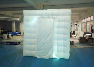 China 2.4x2.4x2.4m White Inflatable Party Cube Booth Tent with LED Lights and 2 Doors for sale