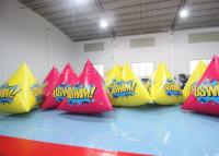 China 2.5m Inflatable Water Floating Marker Buoys with Logo - PVC Triangle Shape in Yellow/Pink Colors for sale
