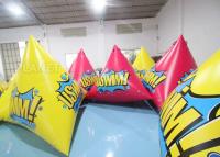 China 2.5m Inflatable Water Floating Marker Buoys with Logo - PVC Triangle Shape in Yellow/Pink Colors for sale