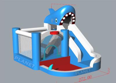 China Inflatable Bounce House Water Slide Shark Shape 2.72x3.58x2.85m for Kids Home Use for sale