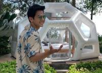 China Transparent Soccer Shape 4m Inflatable Jungle Bubble Tent for sale
