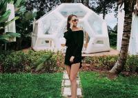 China 0.6mm PVC Inflatable Football Shape Jungle Bubble Lodge Tent 4m 5m Custom for sale