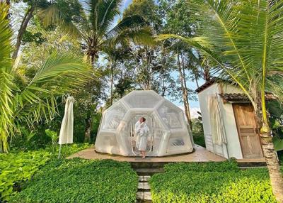 China Inflatable Clear Bubble Dome Tent 4m Diameter Outdoor Camping Soccer Shape PVC for sale