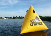 China 1.5m Triangular Inflatable Marker Buoy with Custom Logo - 0.9mm PVC Material for Triathlon & Water Events for sale
