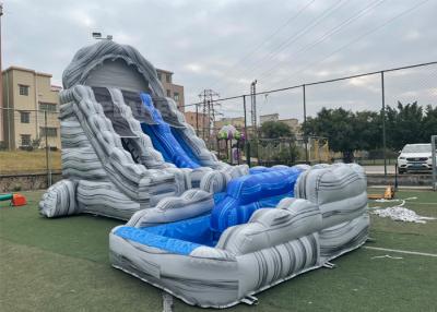 China Marble Color 0.55mm PVC Inflatable Water Slide With Pool - Custom Sizes Available for sale