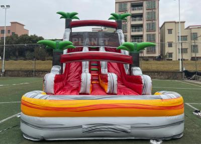 China Commercial Inflatable Water Slide 18oz PVC Double Lane with Pool 9.15m x 5.79m for sale