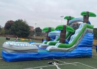 China Jungle Palm Tree Theme EN71 Inflatable Water Slide With Pool for sale