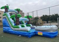China Jungle Palm Tree Theme EN71 Inflatable Water Slide With Pool for sale