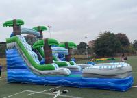 China Custom Silk Screen Printing Tropical Palm Inflatable Water Slide with Pool 8.2m x 2.7m for sale
