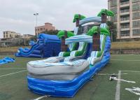 China Custom Silk Screen Printing Tropical Palm Inflatable Water Slide with Pool 8.2m x 2.7m for sale