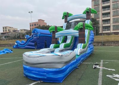 China Custom Silk Screen Printing Tropical Palm Inflatable Water Slide with Pool 8.2m x 2.7m for sale