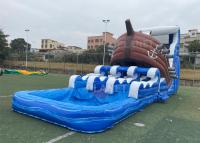 China PirateShip Theme CMYK Inflatable Water Slide With Pool for sale