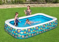 China Three Rings PVC Inflatable Family Swimming Pool 120x85x35cm Blue for Home Backyard for sale
