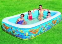 China Three Rings PVC Inflatable Family Swimming Pool 120x85x35cm Blue for Home Backyard for sale