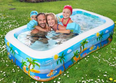 China Children Square Shape Blue PVC Inflatable Swimming Pools for sale