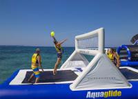China 9m Inflatable Water Volleyball Court Blue 0.9mm PVC Tarpaulin for Commercial Use for sale