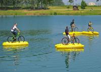 China Custom Size Inflatable Banana Boat Floating Water Bike Buoy 350cm Aluminum Alloy Frame for sale