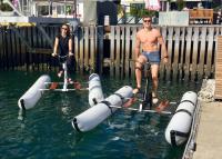 China PVC Inflatable Sea Banana Pontoon Boat Tube 350cm for Floating Water Bike for sale
