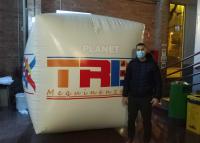 China 1.5M Square PVC Tarpaulin Inflatable Water Floating Buoy Cube with Custom Logo - 600W CE/UL Pump Included for sale