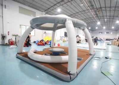 China Inflatable Water Floating Mat Island 4.8x4.0m with Roof Tent for Leisure and Water Park Use for sale