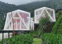China Inflatable Triangle Bubble Tent 0.8mm PVC Outdoor Camping Hotel Luxury Transparent Polygon Lawn Tent 220V for sale