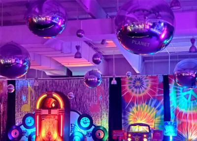 China Giant Silver PVC Inflatable Mirror Ball 2m Double Layer Event Decoration Balloon for sale