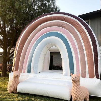 China 3x3x2.4m PVC Tarpaulin Inflatable Rainbow Bouncer with Slide and Ball Pool - CE Certified Kids Bounce House for sale