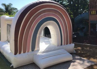 China White PVC Inflatable Wedding Bouncy Castle 10x10ft Rainbow Bounce House for Kids Adults for sale