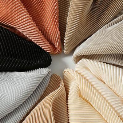 China dyeing Draped Mercerized 100% Polyester Plisse Pleated Fabric for sale