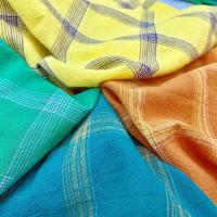 China Gingham Check Plaid Breathable 70% Cotton 30% Linen Blend Fabric for sale